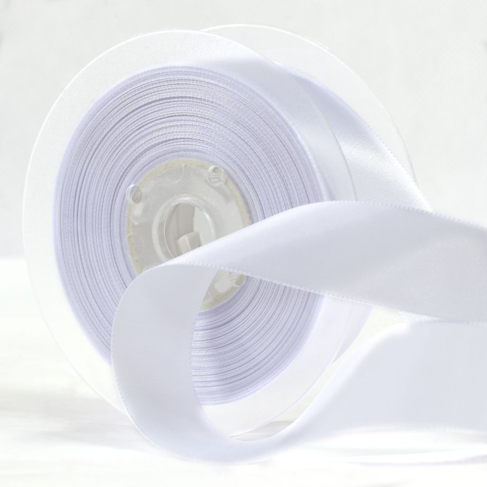25mm Satin Ribbon - White 20yds/roll