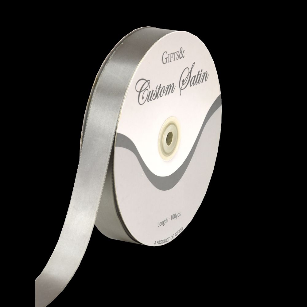 25mm Satin Ribbon - Metal Grey 100yds/roll