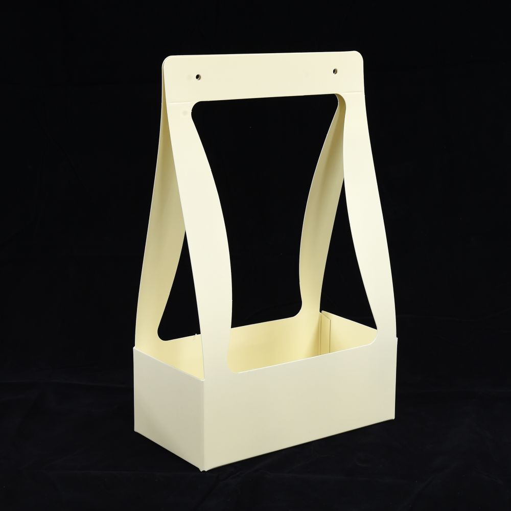 Rectangle Carrier Box w / Handle. Color: Cream. Size: 23.5cm x 12cm x ...