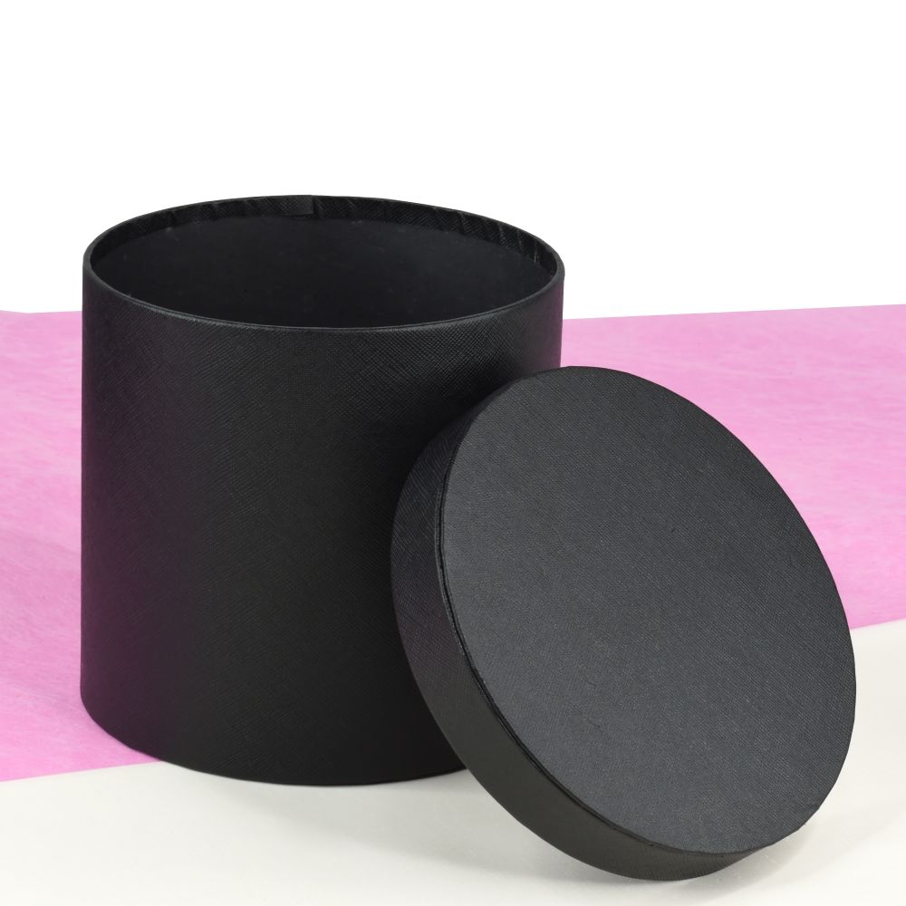 MS Round Cylinder Box. Color: Black - 14cmØ x 13cm Height.