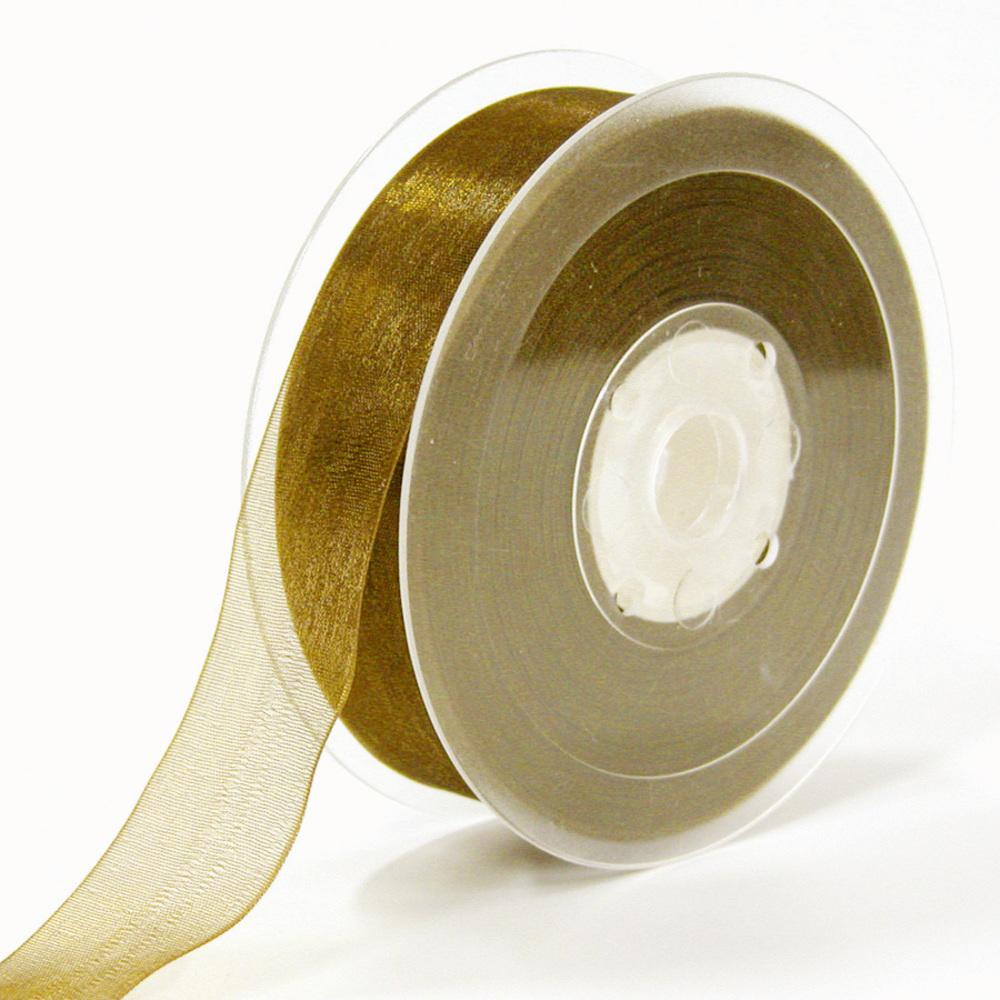 25mm Sheer Organza Ribbon - Pale Gold 50yds/roll