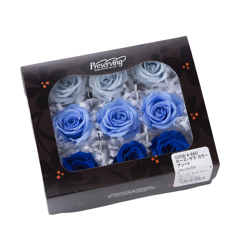 Rose Sara Color Assortment - Blue Mix. - 9 Blooms per Box. (3.2 -4cm Ø ...